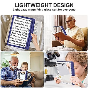 Upgrade Page Magnifying Glass for Reading - 5X Rechargeable Large Lens Magnifier Full Page Rectangular Reading Magnifier 43 LED with Light for Book and Low Vision Person