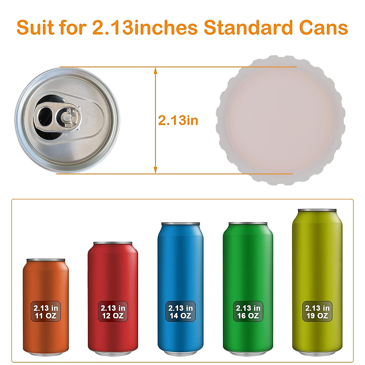 2 Pack Soda Can Lids, BPA-Free, Transparent Silicone Lids, Washable Can Covers for Soda, Reusable Soda Can Covers Lids, Can Stopper, Protector for Soda, Beer, Juice, Coke, Beverage, Fits Standard Can