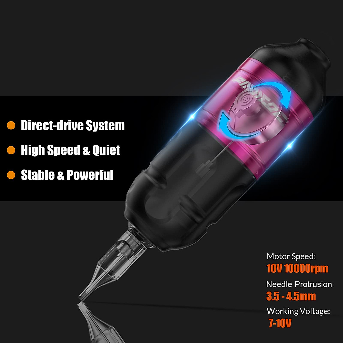 Padieoe Tattoo Gun Kit Tattoo Machine Kit Rotary Tattoo Kit Wireless Tattoo Gun Kit Cordless Tattoo Pen Tattoo Supplies for Tattoo Artist with 20Pcs Tattoo Cartridge Needle WTK097