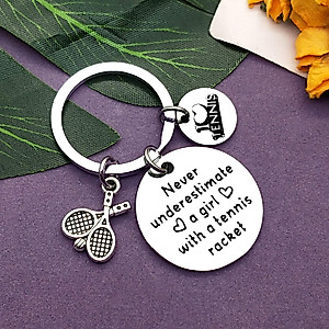 Vadaka Tennis Lover Jewelry Gift Tennis Gift Keychain for Girls Teens Tennis Girl Jewelry Tennis Player Gift Inspirational Gift for Tennis Girl Christmas Birthday Graduation Gift