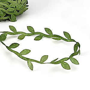 Sunm Boutique 265 Ft Leaf Ribbon, Artificial Vines Leaves String, Jungle Botanical Greenery, Olive Green Leaves Leaf Trim Ribbon for Party Wedding Garden Home Decoration