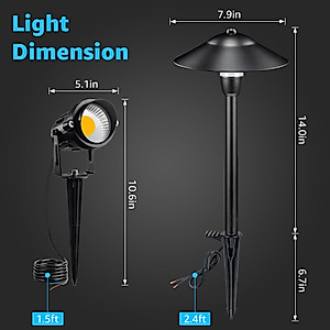 SUNVIE LED Landscape Lights Low Voltage Pathway Lights 12V Landscape Lighting Kit Aluminum Low Voltage Landscape Pathway Lights with Stake Waterproof for Walkway Yard Garden, 12 Pack with Connectors