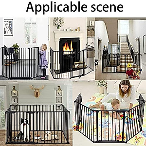 EPIKOIB 200" Wide Baby Gate Metal Safety Playpen - Fireplace Fence for Kids/Pet/Toddler/Dog/Cat, 8-Panel