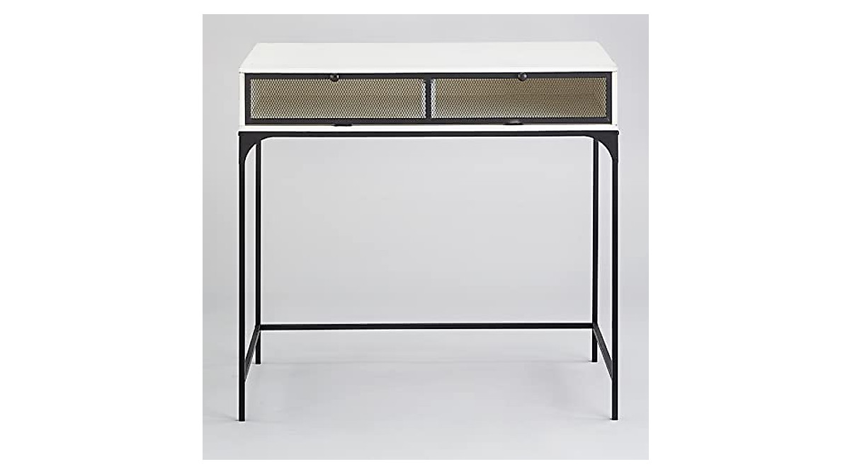 Farmhouse Office Desk - Rustic White Desk with Storage