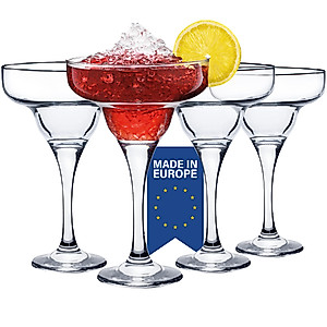Crystalia Margarita Glasses Set of 4, Cocktail Glasses for Party, 10 ¼ oz Stemmed Classic Cocktail Drinking Glasses for Frozen Drinks or Crushed Iced Drinks