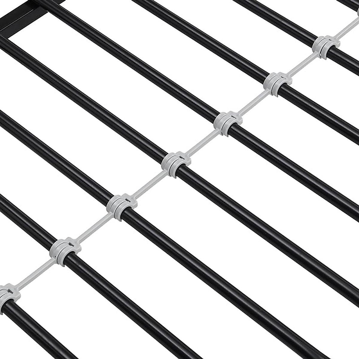 HBRR Twin Over Full Metal Bunk Beds with Ladders & Full Length Guardrail, Low Bunkbeds for Kids, Teens & Adults, Heavy Duty Metal Slats, No Box Spring Needed, Black