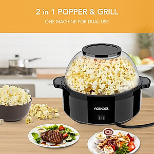 2 Black Popcorn Popper Machine, 16 Cups Electric Popcorn Maker With Nonstick Plate, Stirring Rod, Serving Bowl Lid And Two Measuring Spoons, Quick Heating, Electric Hot Oil Popcorn Popper