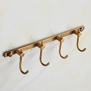 YUTU Antique Bronze Towel Hooks Brass 4 Hooks Bathroom Brushed Coat Hooks Rack,FGG0