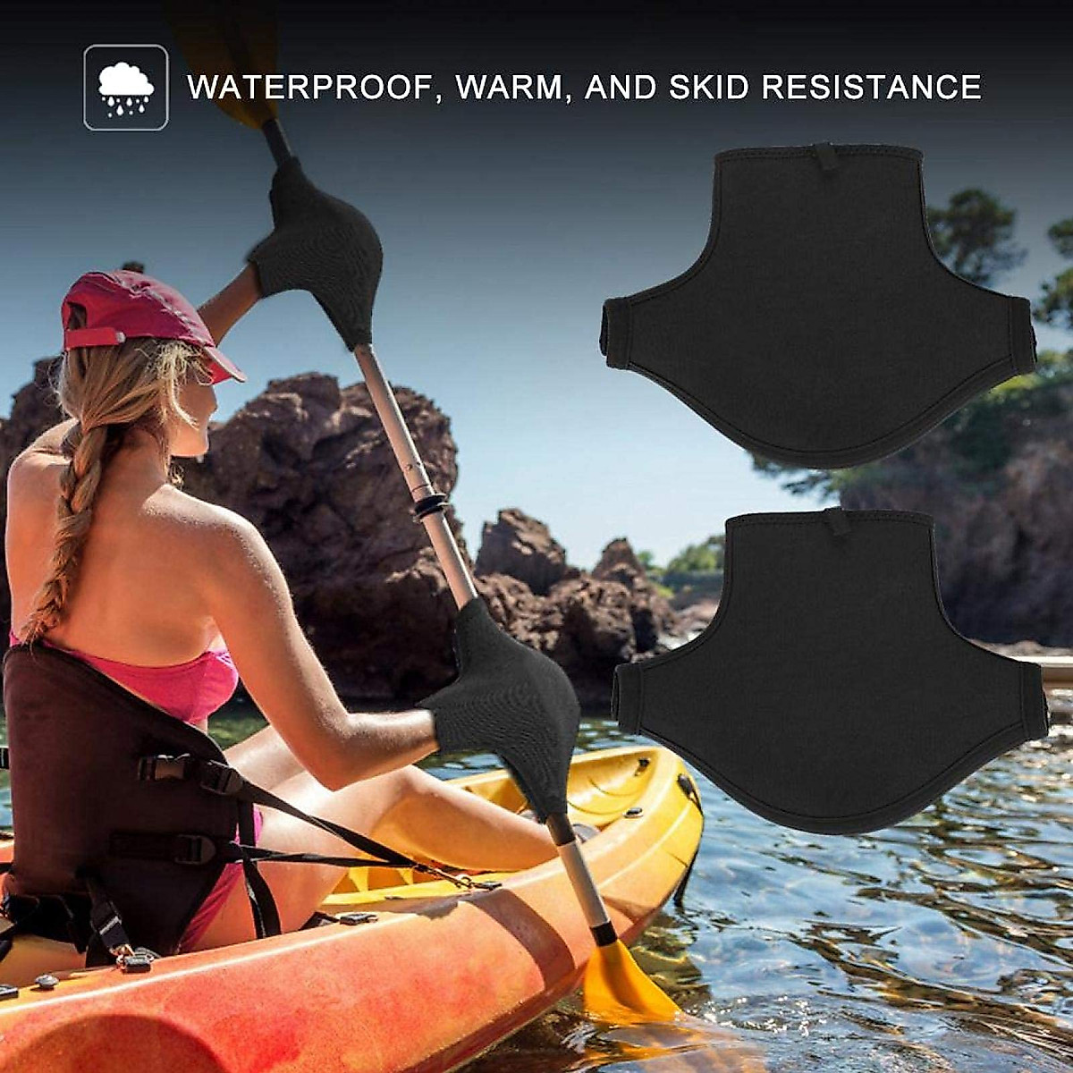 Kayak Paddle Mitts, Kayak Gloves 1 Pair of Thicken Neoprene Waterproof Anti-Slip Paddling Gloves, Kayak Paddle Grips Gloves for Sea Kayak Canoe Touring Kayaking Surface Water Rafting