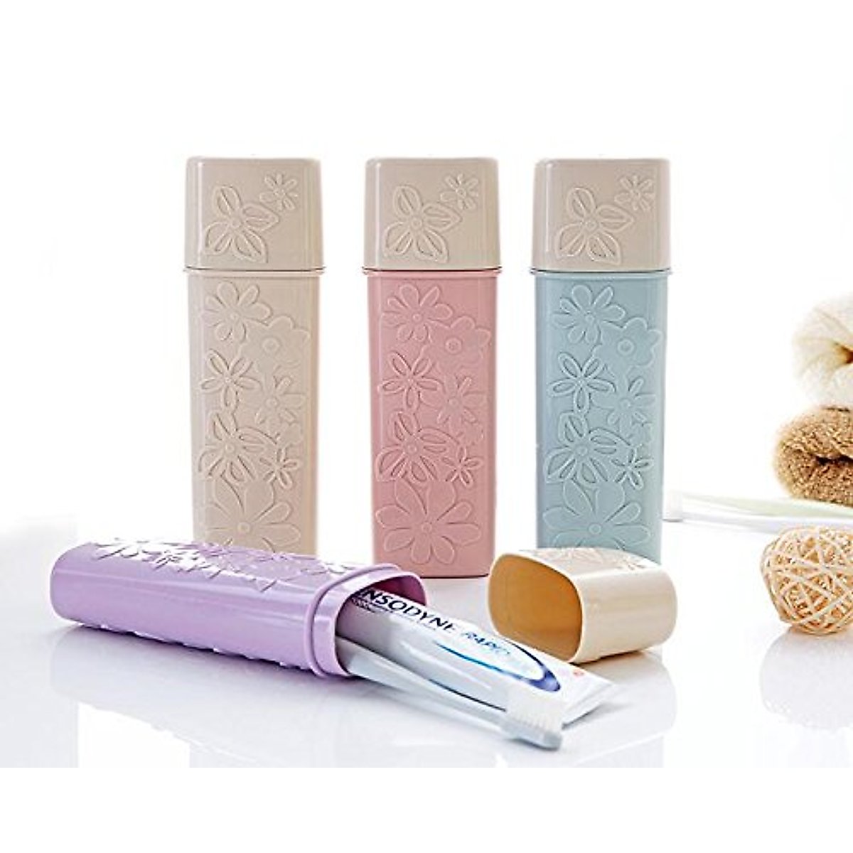 2PCS Portable PP Plastic Toothbrush Toothpaste Holder Case for Travel Use Color Random