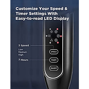 PELONIS 16'' Pedestal Remote Control, Oscillating Stand Up Fan 7-Hour Timer, 3-Speed and Adjustable Height, PFS40A4BBB, Supreme 16"-Black