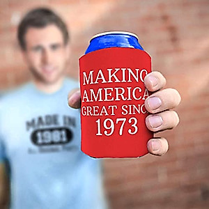 Birthday Gifts for 50th Birthday Making America Great Since 1973 50th Birthday Gag Gifts for Birthday Party 2 Pack Can Coolie Drink Coolers Coolies Red