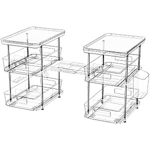 NIHEHAG Large 3 Tier Under Sink Organizers and Storage Bathroom - Multi Purpose Bathroom Cabinet Organizer,Pull Out Organizer and Storage with Dividers/Hooks,Clear Adjustable Medicine Bins (XL)