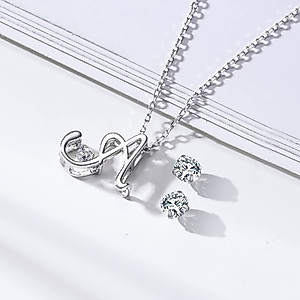 Initial Sterling Silver Necklace Hypoallergenic Silver Jewelry Set/Best Fashion Gift for Women