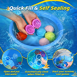 SOPPYCID Reusable Water Bomb Balloons, 6Pack Magnetic Water Balloons Quick Fill, Self Sealing Water Balloons, Latex-Free Splash Balls with Mesh Bag, Outdoor Games Pool Toys for Kids Adults