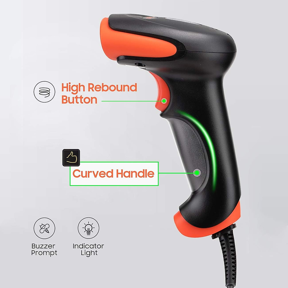 Tera 1D CCD Wired Barcode Scanner: Ultra High 2500 Pixel Precise Resolution USB Bar Code Reader Linear Bar Code Scanner Super Fast Scanning Speed Plug and Play, Model 1861