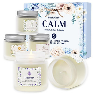 BlissfulOasis Scented Candles, Long-Lasting Candles for Home Scented, 5 Pack Scented Candles, Candles for Women, Natural & Safe Ingredients, Candle Set for Birthday, Christmas, Festival