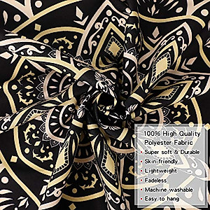 Edeesky Black Golden Mandala Tapestry Wall Hanging Psychedelic Medallion Wall Tapestry Aesthetic Indian Hippie Wall Decor Bohemian Wall Art Boho Home Decoration for Bedroom,Living Room,Dorm