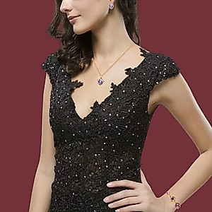 MZLYQ 3pcs Crystal Heart Pendant Necklace Earrings Bracelet Set Hypoallergenic Purple Love Heart Pendant Jewelry for Women Teen Girls Daughter Gifts(purple)