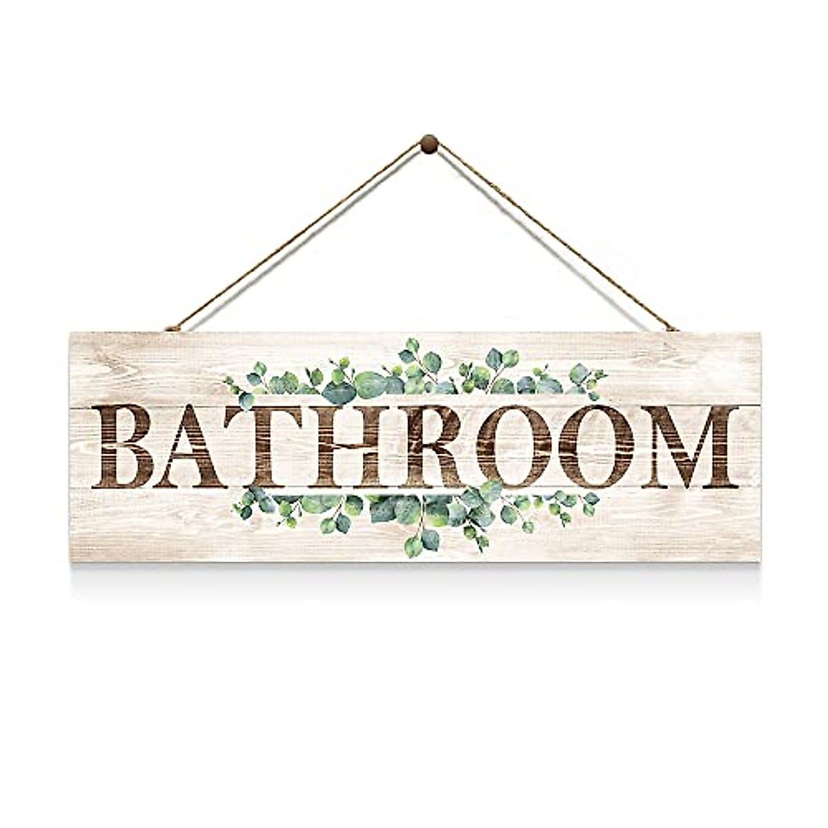 Bathroom Sign Wall Decor, Bathroom Wall Art Farmhouse Bathroom Sign Wood Hanging Wall Plque Decorative for Bathroom, Christmas Gift for Home, 4.7x13.7 Inch, Small