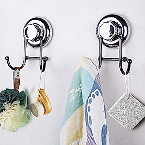 U&A Antilope Powerful Vacuum Suction Cup Hooks for Shower,Kitchen&Bathroom,Stainless Steel Shower Hanger for Loofah,Towel (2pcs)