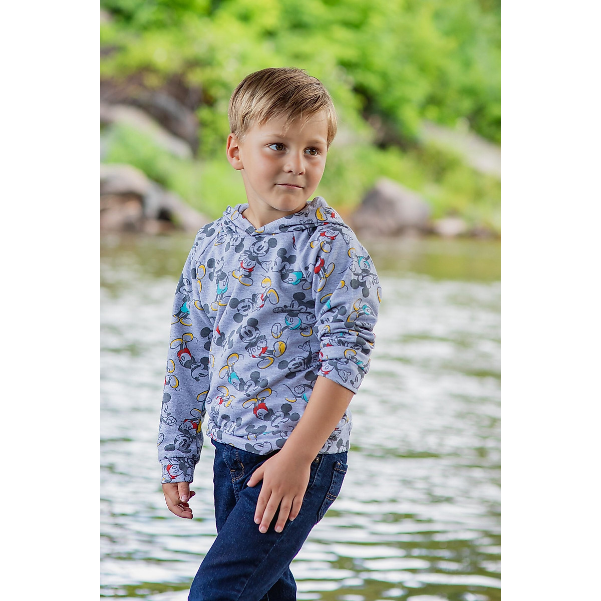 Disney Mickey Mouse Infant Baby Boys French Terry Pullover Hoodie Set Grey 24 Months