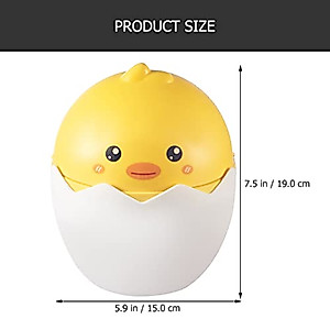 Cabilock Easter Chick Garbage can Mini Trash Can with Lid Desktop Easter Chick Shaped Waste Basket Mini Garbage Can Kawaii Trash Bins for Home Desk Car Office Kitchen