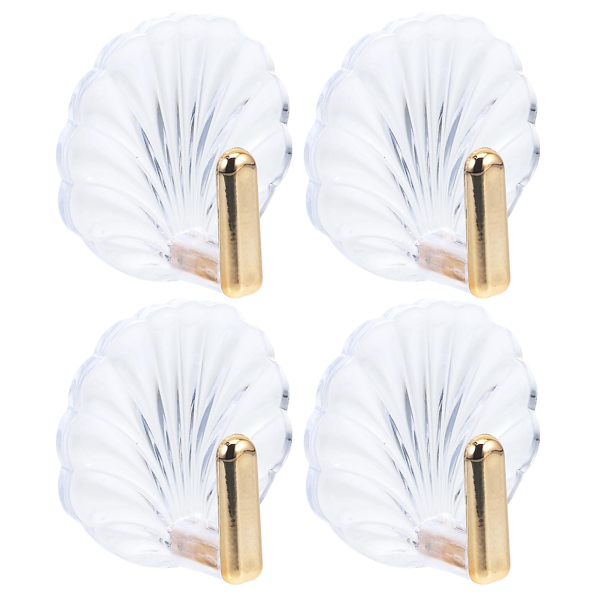 PRETYZOOM 4pcs Adhesive Wall Hooks, Beach Themed Sea Shell Hanger, Plastic Hanging Hook for Towel, Hats, Keys Nautical Bathroom Hooks Coastal Wall Decorations