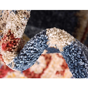 Unique Loom Utopia Collection Traditional Classic Vintage Inspired Area Rug with Warm Hues, 5' 1" x 8' Rectangle, Dark Blue/Beige