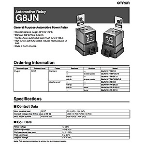 ( One Pair) OMRON Trim Tilt Relay for Outboard Motor American, SPDT, 12 VDC, 40A, G8JN Series, Panel, Quick Connect