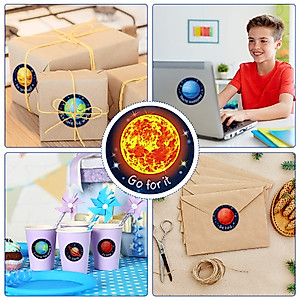Zonon 500 Pieces Solar System Stickers Realistic Earth Planet Roll Stickers Outer Space Stickers 9 Space Designs Motivational Stickers for Solar System Party Educational Decorations Supplies