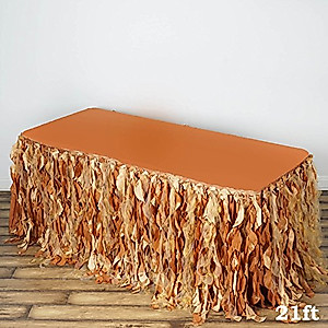 TABLECLOTHSFACTORY 21ft Enchanting Curly Willow Taffeta Table Skirt - Gold
