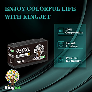 Kingjet Compatible Ink Cartridge Replacement for HP 950 951 950XL 951XL Work with Officejet Pro 8600 8610 8620 8100 276dw 251dw Printers (Black/Cyan/Magenta/Yellow)