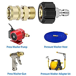 Pressure Washer Adapter Set, 2 Pair M22 Pressure Washer Quick Connect, M22 (M22-14MM) to 1/4'' Quick Connect Couplers, Hose Adapter for Power Washer Hose, 5000 PSI