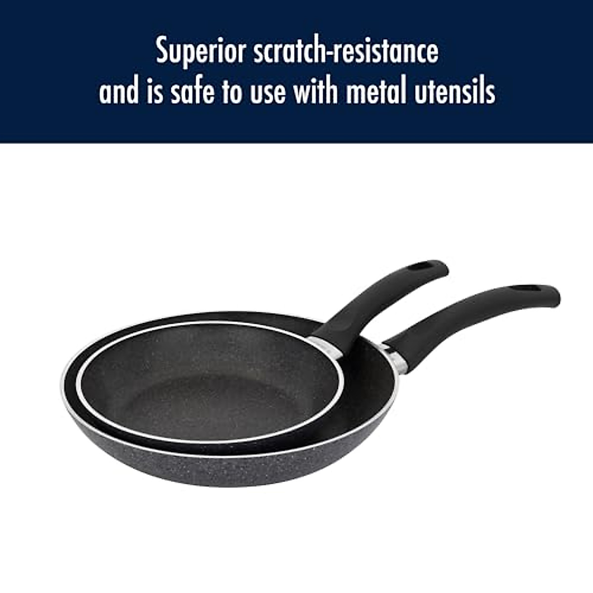 Henckels Everlift 2-Piece Granitium Nonstick Frying Pan Set, 8-inch and 10-inch frying pan, Made in Italy, durable 3-layer granite-hued nonstick coating from recycled materials, Oven safe to 400°F