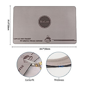 KuLuc Coffee Mat, Coffee Bar Mat, Dish Drying Mat for Kitchen Counter Decor Coffee Station Coffee Bar Accessories under Coffee Maker Coffee Station Organizer Coffee Espresso Accessories Light Gray