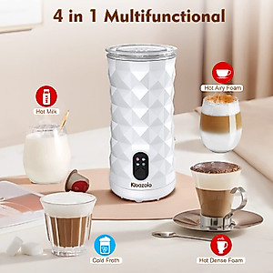 Milk Frother Electric Coffee Steamer Frother with 4 in 1 Quiet Operation,Effortless Foam,Unique Diamond Design,Temperature Control, and Auto Shut-Off Perfect for Coffee Lovers(white)