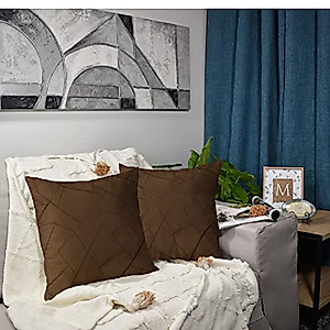 Microtex innovation- Set of 2 Throw Pillows with Stuffing Included, 18x18 Bed Pillows, Filled Embroidered Accent Cushions for Home Décor, Filling 100% Polyester Fiber, Made in USA (Brown)