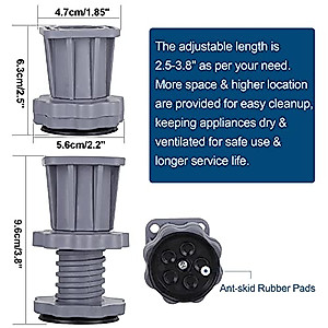 Mini Fridge Stand Multi-Functional Washing Machine Dolly with 4 Dual-Locking Wheels 4 Feet Adjustable Movable Base Furniture Dolly for Washing Machine, Refrigerator and Dryer