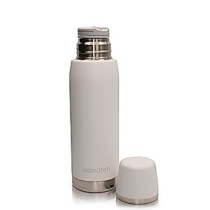 Kalmateh Thermos- Double Walled Vacuum Insulated Stainless Steel Thermos (760ml) Precise Pouring & Heat Retention- For Yerba Mate, Coffee, Tea, Camping (White)