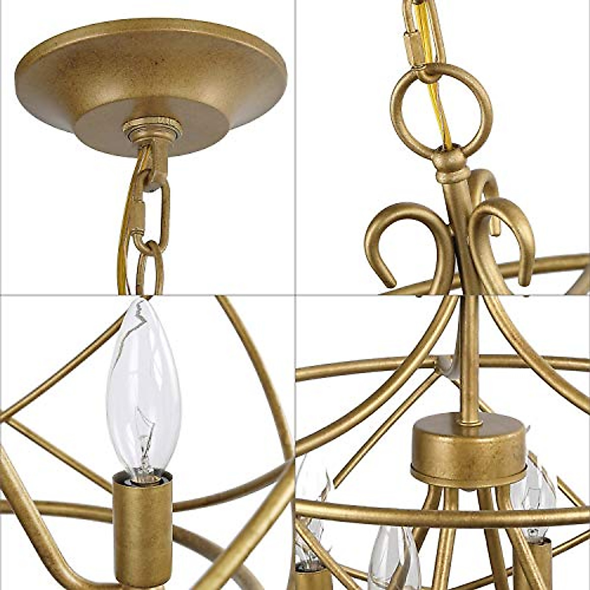 KSANA Antique Gold Chandelier, Modern Drum Light Fixture for Dining & Living Room, Bedroom, Foyer and Kitchen