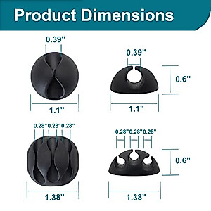 SDZONGES Cord Organizer, 6PCS Cable Clips, Black Cord Holder, Cable Organizer for Desk Management (5PCS One Slot+1PCS Triple Slot)