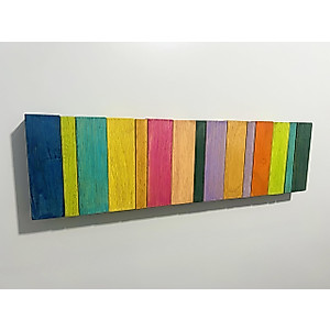 GOGREEBELL Natural Wood Wall Mounted Piano Coat Rack| Coat Rack Wall Mount| Flip Down Wall Hook Rack 5 Hooks| Heavy Duty Towel Rack with 5 Hooks to Hang Hat,Bag, Backpack(Multi Color Graffiti Dyeing)