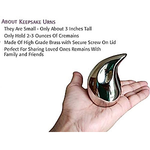 Beautiful Unique Teardrop Small Urns for Human Ashes Adult Male Female Set of 4 Decorative Cremation Keepsakes Mini Funeral Family Sharing Urns for Token Ashes with Velvet Bags Silver 3 Inch Size