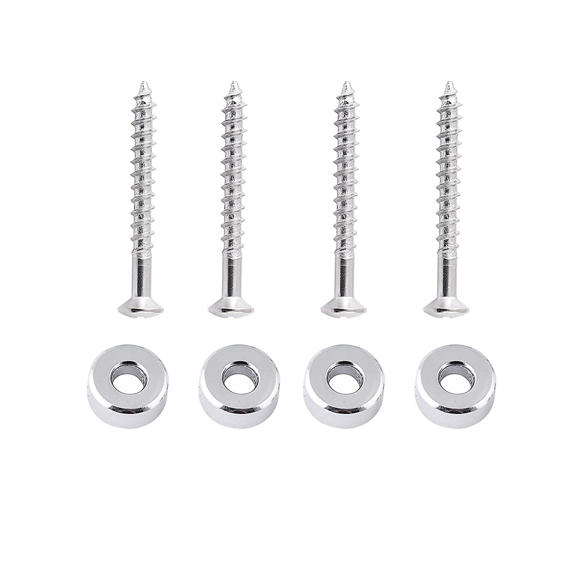 Metallor Guitar Neck Joint Bushings and Bolts Mounting Ferrules Metal with Mounting Screws for Electric Guitar or Bass Guitar 4Pcs Chrome