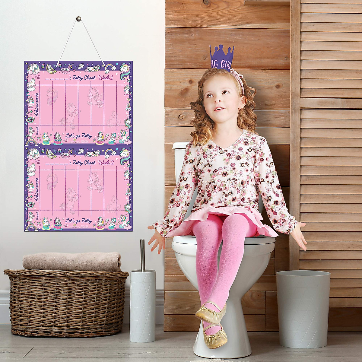 ATHENA FUTURES Potty Training Chart for Toddlers, Girls, & Boys, Sticker Chart for Potty Training, 4 Week Reward Chart, Certificate, Instruction Booklet, Reward Sticker Chart Kids Toilet Training