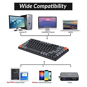 Vissles Wireless Bluetooth/USB Wired Mechanical Keyboard Hot Swappable Mechanical Gaming Keyboard Programmable Compact 84 Keys Tenkeyless RGB Dynamic Backlit for Mac Windows, Gateron Red Switch
