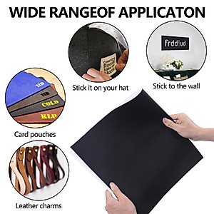 Frddiud Laserable Leather Sheets, 12" x 24"Laserable Leatherette Patch with Adhesive Backing, CO2 Laser Engraving Supplies, Faux Leather for Crafting Tools, Wallets (Black/Silver/Adhesive Backing)