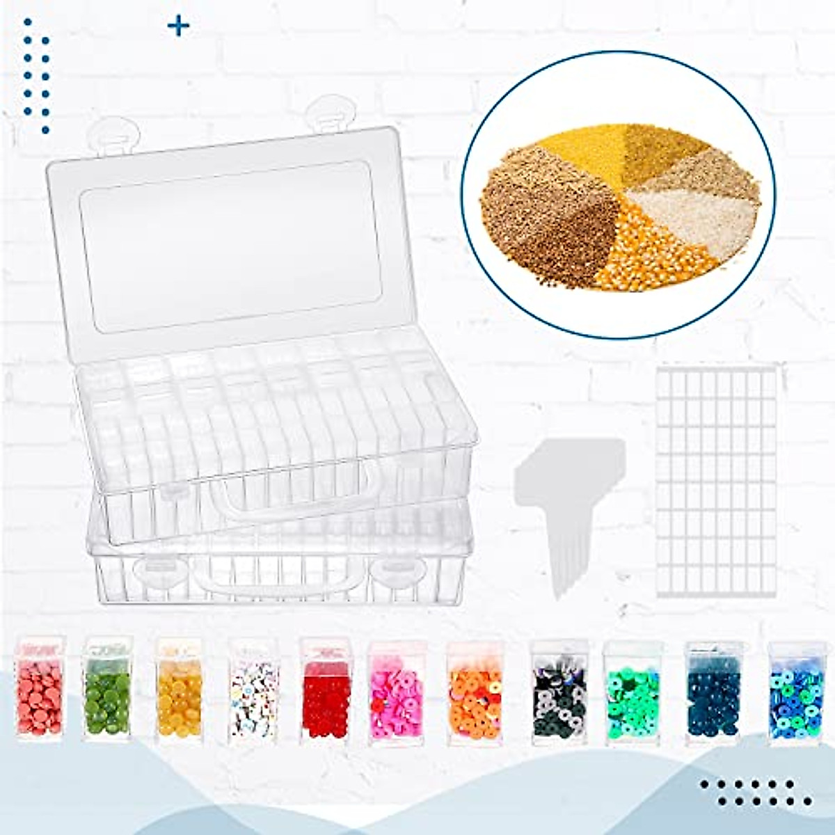 96 Slots Plastic Seed Storage Organizer Box, Seed Storage Box for Gardening Transparent Seed Storage with Label, Diamond Art Storage Containers