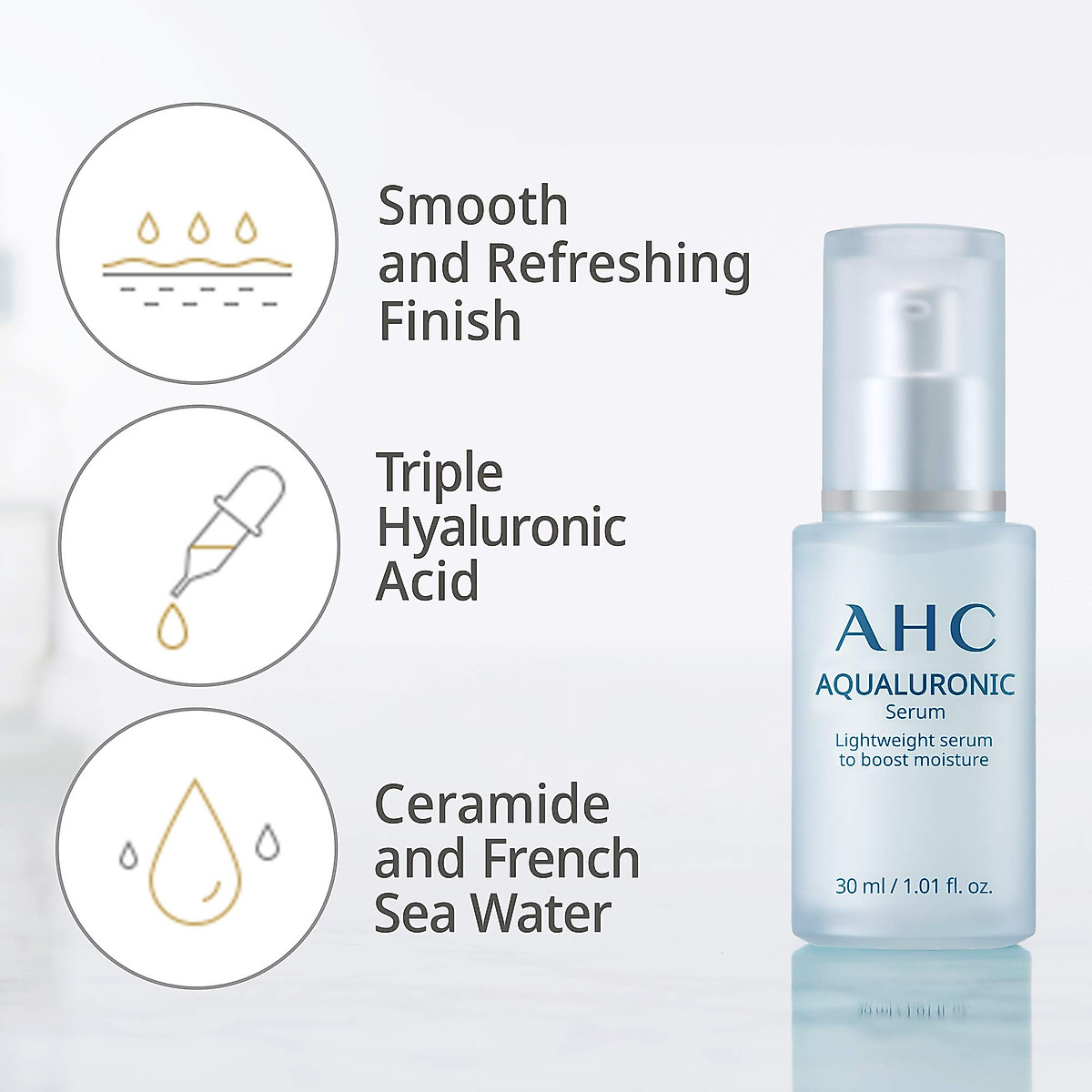 Aesthetic Hydration Cosmetics AHC Face Serum Aqualuronic Hydrating Aqualuronic Korean Skincare 1.01 oz